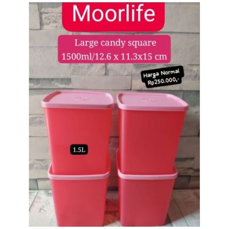 Jual MOORLIFE LARGE CANDY SQUARE PINK 4PC - toples 1,5L | Shopee Indonesia