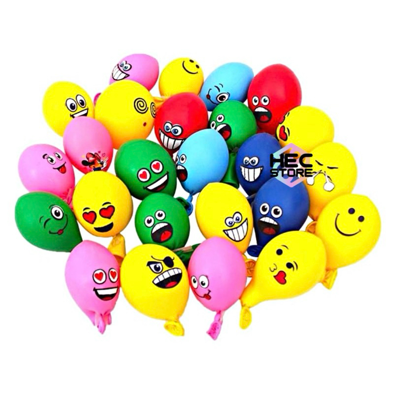Jual BALON LATEX EMOTICON MIX 12 INCH | BALON EMOJI MIX (1 PACK ISI 100 ...