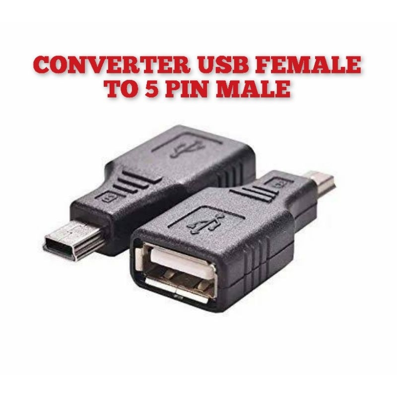 Jual CONVERTER USB FEMALE OTG TO USB MINI 5 PIN MALE / 5P HIGH QUALITY ...
