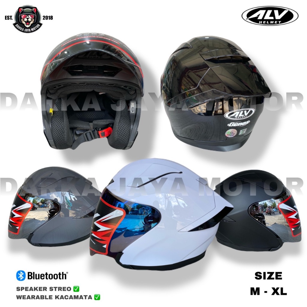 Jual (ORIGINAL) HELM ALV GENOS BLUETOOTH VERSION | HELM HALF FACE ALV ...