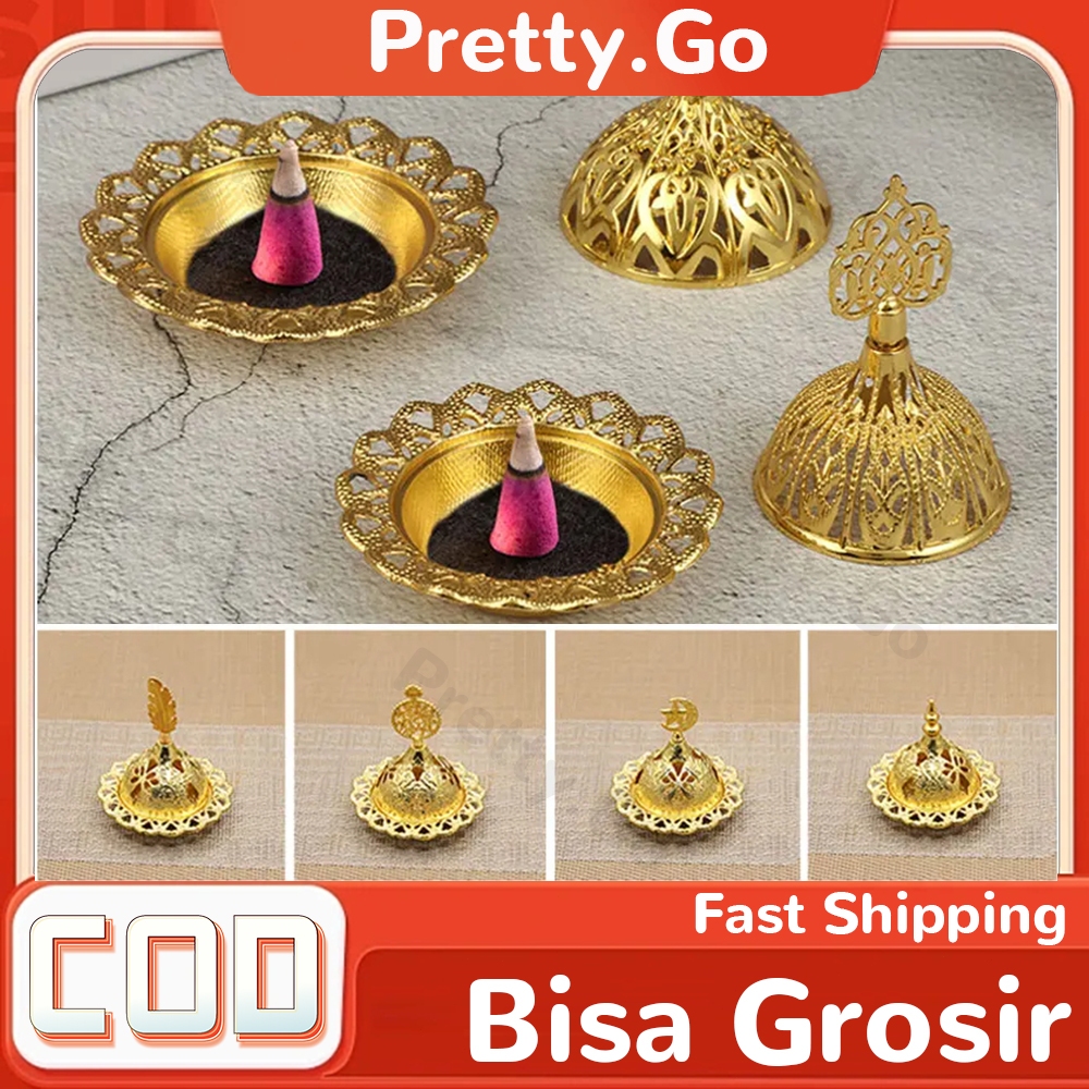 Jual Mini Mabkhara Tempat Bukhur Emas/ Tempat Dupa Kerucut | Shopee ...
