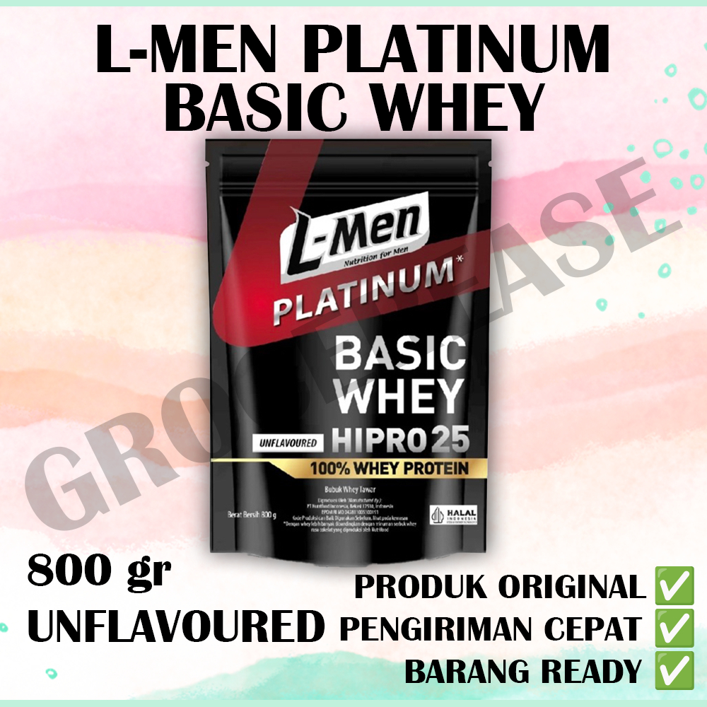 Jual L-Men LMen Platinum Basic Whey Protein Unflavoured 800gr/1,8lbs ...