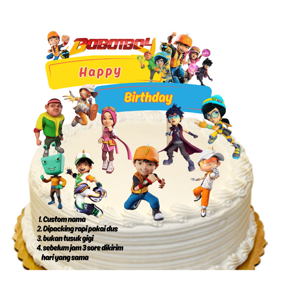 Jual topper cake boboiboy hiasan kue ulang tahun happy birthday ...