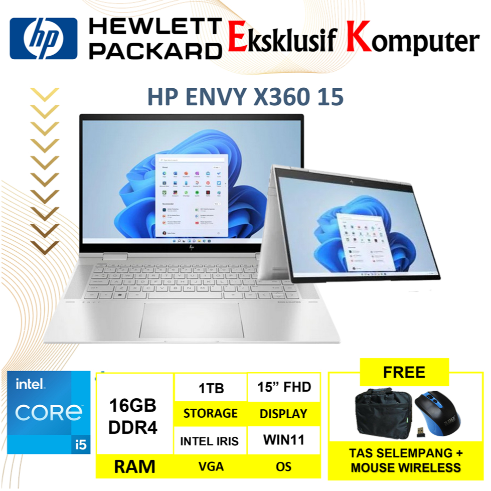 Jual LAPTOP BISNIS HP ENVY X360 15 INTEL I5 GEN 12 RAM 16GB SSD 1TB FHD ...