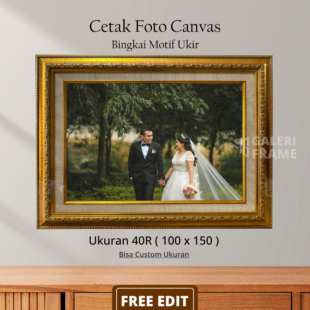 Jual Cetak Foto Kanvas Jumbo 40R ( 100 x 150 ) Bingkai Motif Ukir ...
