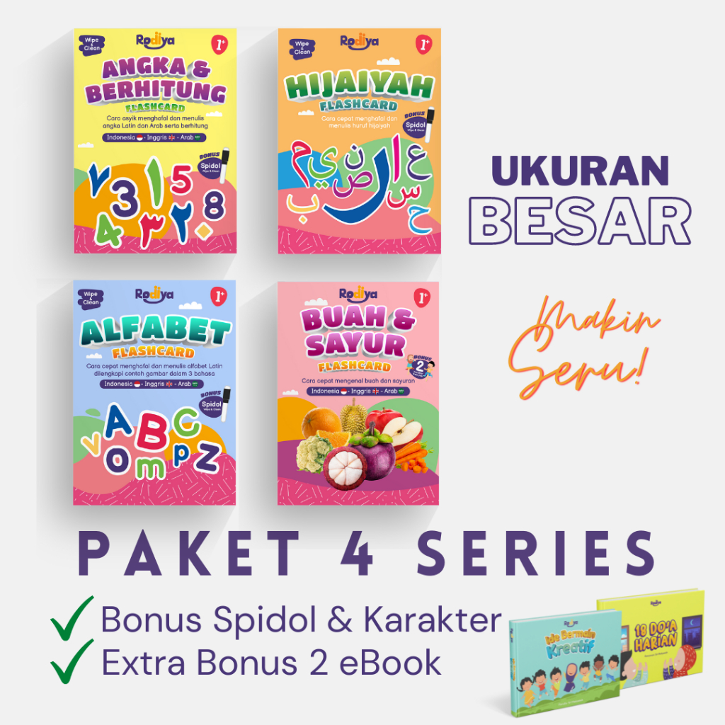 Jual [DAPAT 4 PACK] Flash Card Edukasi Anak Rodiya Paket 4 Series ...