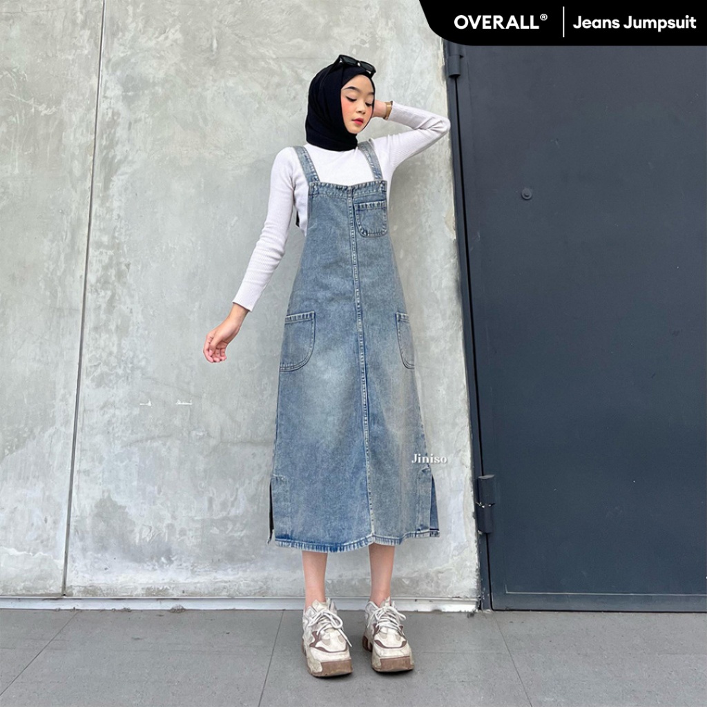 Jual JINISO - Jumpsuit 001 Overall Jeans Rok Panjang | Shopee Indonesia
