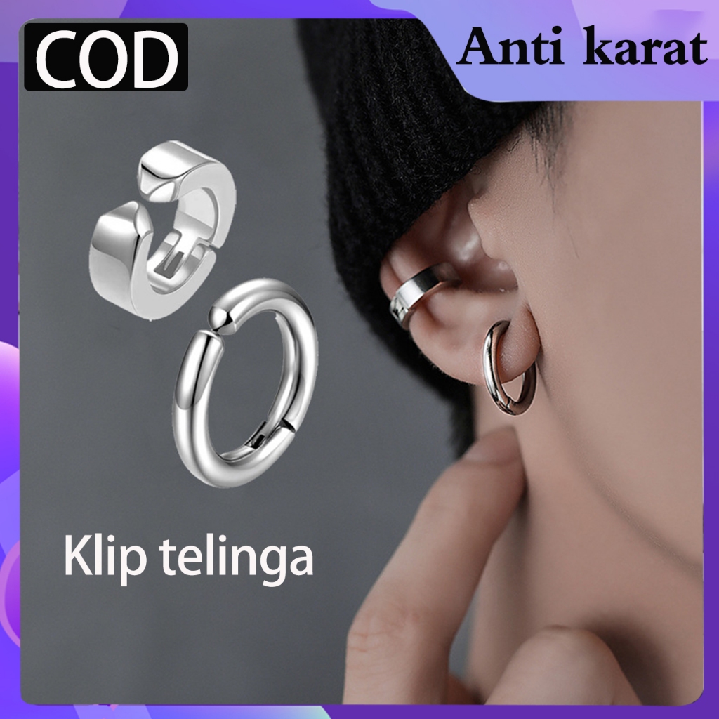 Jual Klip Telinga Baja Titanium untuk Pria Tanpa Tindik, Anting Pribadi ...