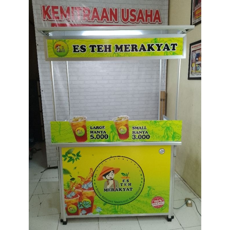 Jual Booth Portable Meja Lipat Rombong Es Teh dengan Atap Datar dan ...