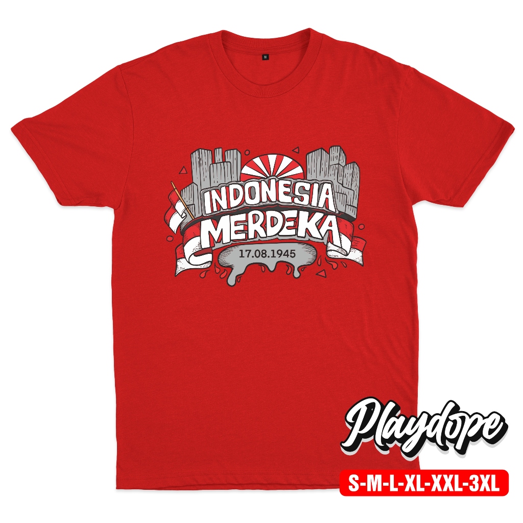 Jual Playdope Kaos Indonesia Merdeka Cotton Combed 30s | Shopee Indonesia