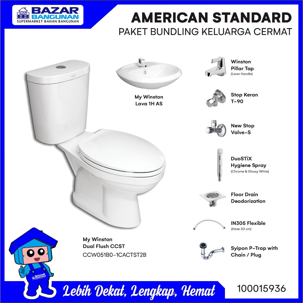 Jual American Standard - Paket Closet Kloset Toilet Duduk Bundling Keluarga Cermat | Shopee ...