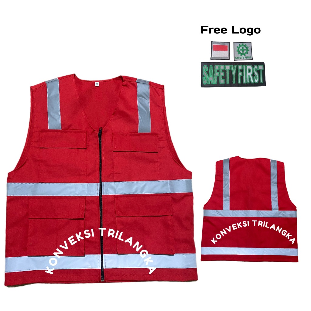 Jual Free Logo K3 Rompi Kerja Proyek Lapangan Drill 4kantong Premium ...