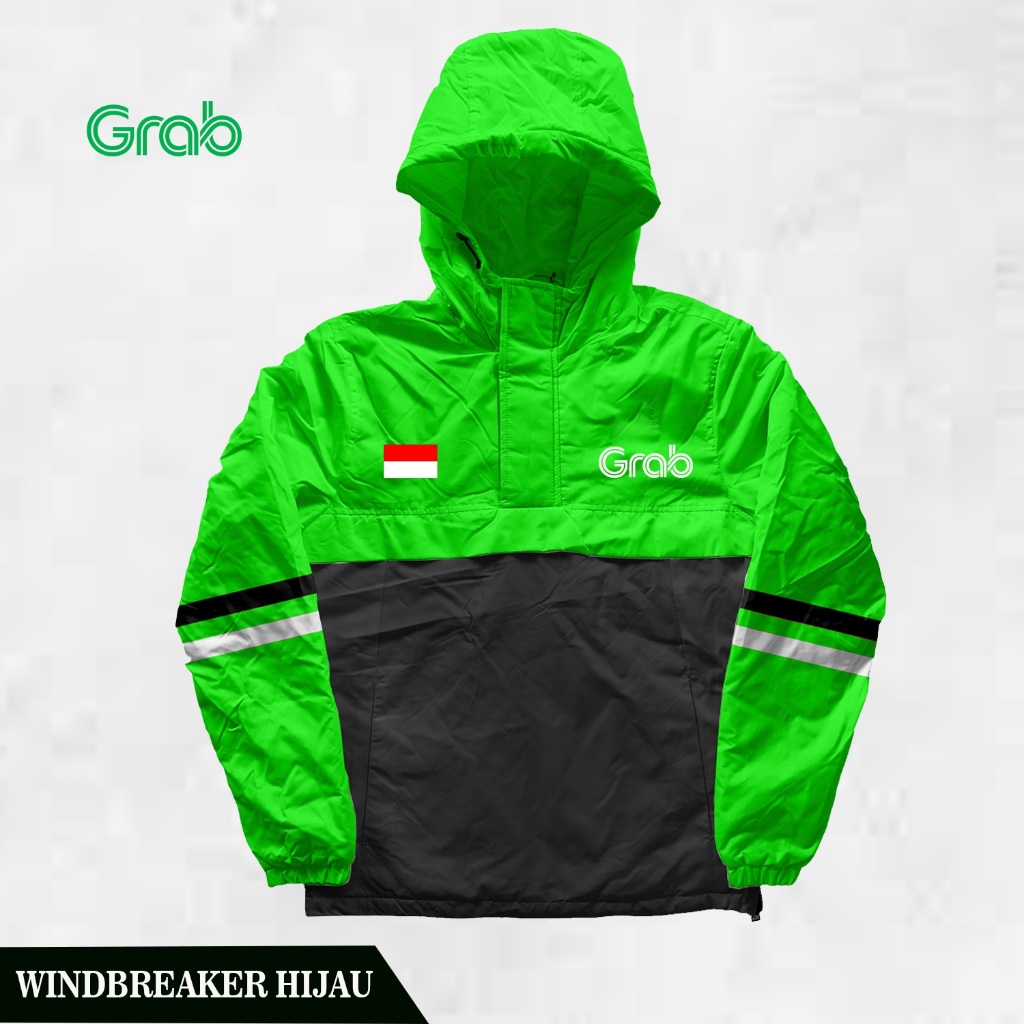 Jual jaket parasut grab grabbike grabfood waterproof jaket taslan grab ...