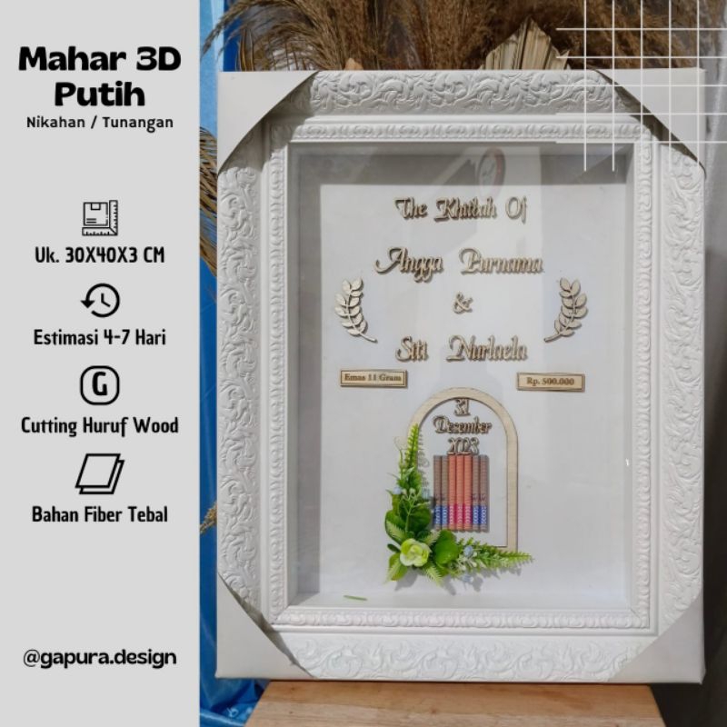 Jual Bingkai Mahar 3D /Pigura Mahar/Kotak Mahar/Simbolis Mahar/Pernikahan | Shopee Indonesia