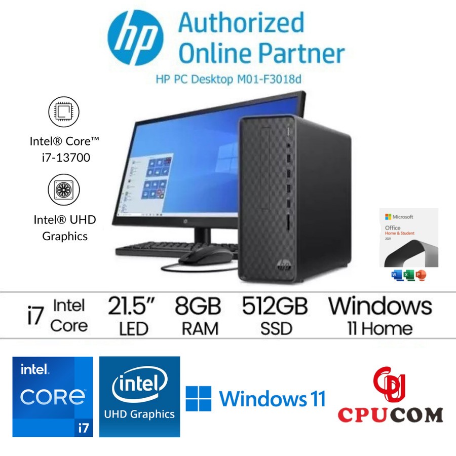 Jual HP PC Desktop M01-F3018d i7-13700 8GB 512GB SSD DVDRW 21.5" Win11+OHS | Shopee Indonesia