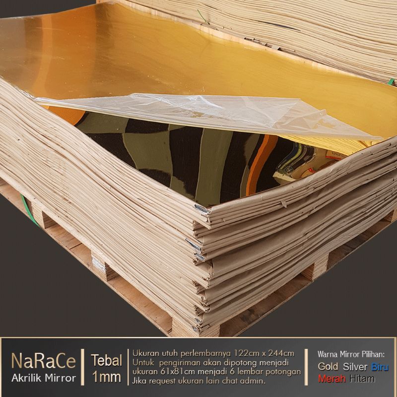 Jual Akrilik Mirror Gold, Merah, Biru, Hijau, Silver dan Hitam tebal ...