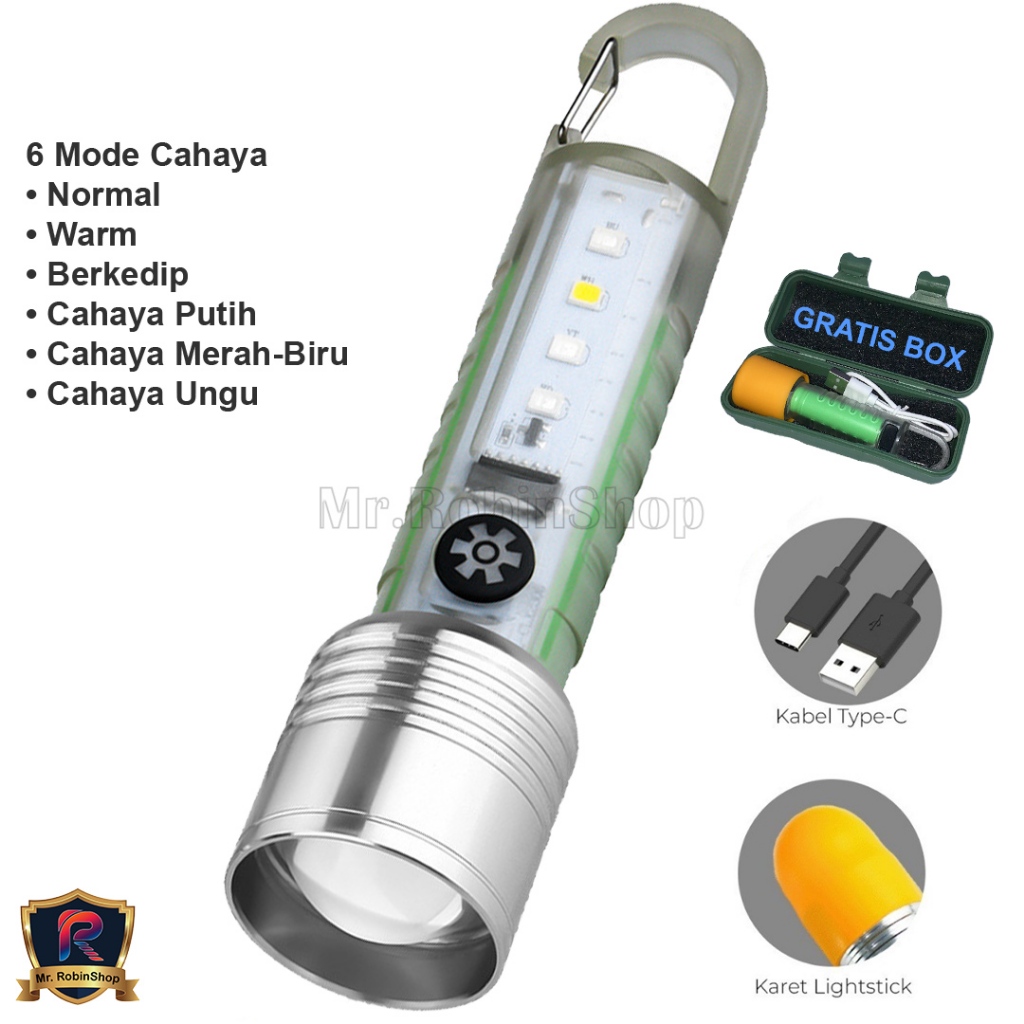 Jual Senter LED Magnet Mode Glow In The Dark Super Terang Senter Mini ...