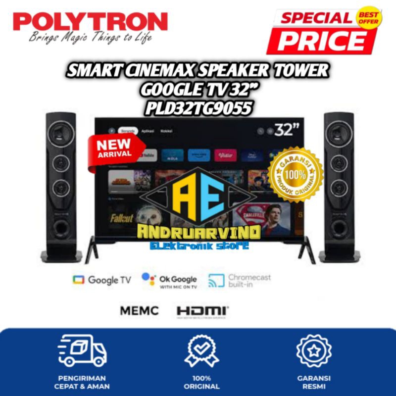 Jual POLYTRON SMART GOOGLE TV 32 INCH PLD32TG9055 DIGITAL TV CINEMAX SPEAKER TOWER PLD-32TG9055 ...