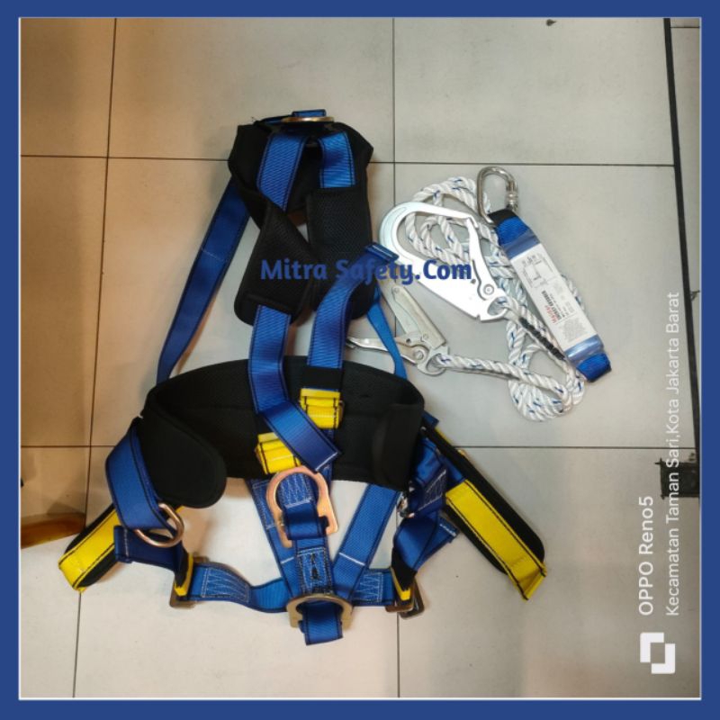Jual Fullbody Harness Haidar Pn56 + Double Lanyard Absorber Big Hook Haidar Original | Shopee ...