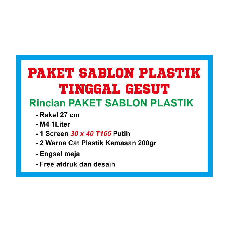 Jual PAKET SABLON PLASTIK/KERTAS /KARUNG TINGGAL GESUT (SCR 30X40 T165 ...