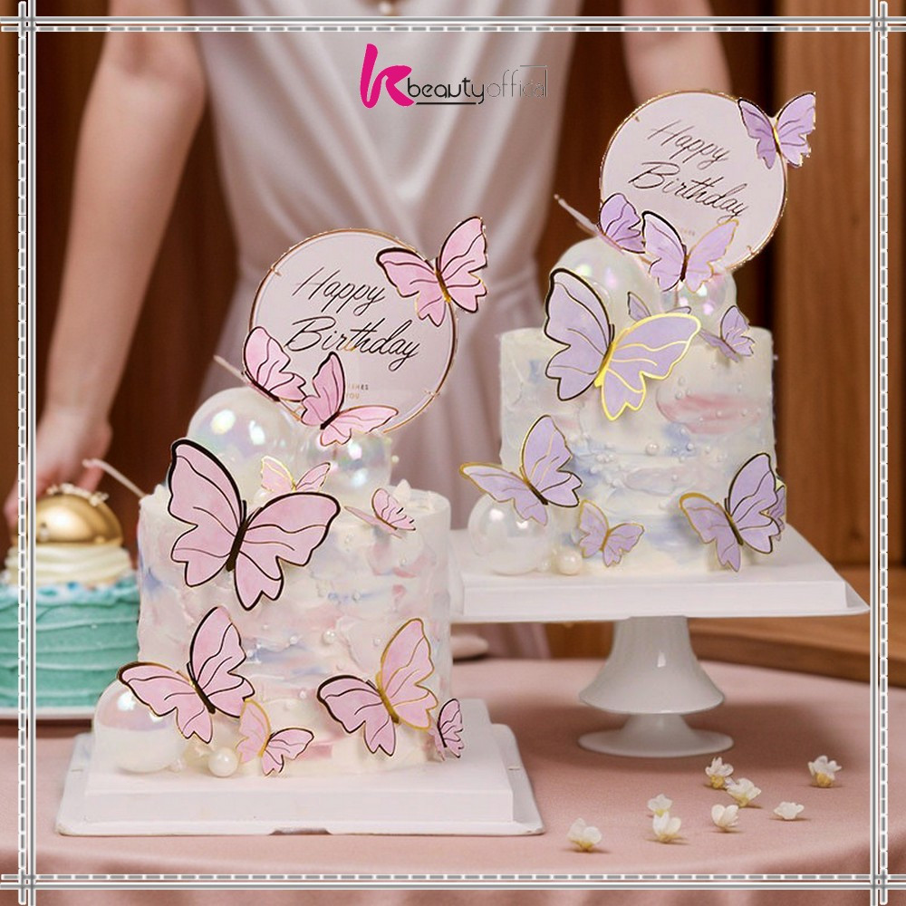 Jual KB-C1124 Topper Cake Kupu Kupu Isi 10Pcs Topper Dekorasi Kue Ulang ...