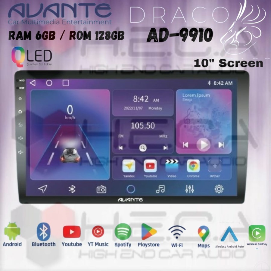 Jual Avante Draco AD-9910 Qled 6/128 GB 10" Head Unit Tape Android ...