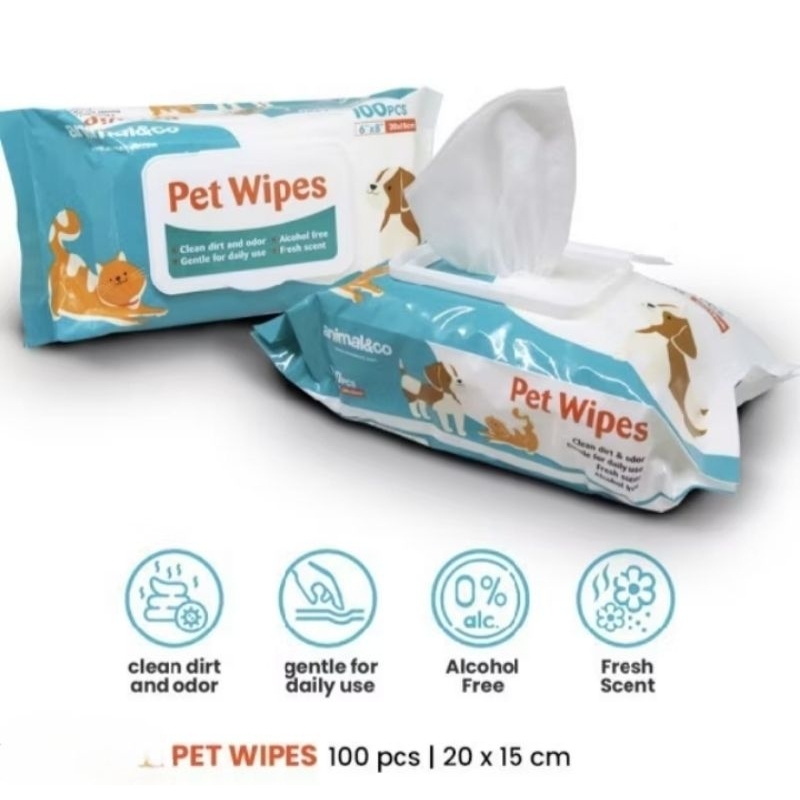 Jual Animal & CO Pet Wipes Dog Cat Animal&CO Tissue Basah Hewan Anjing ...