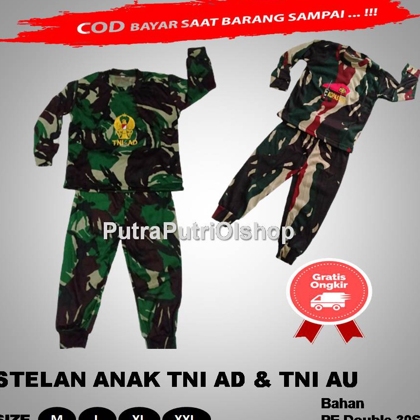 Jual KODE C48H STELAN KAOS BAJU TRAINING PIYAMA ANAK LORENG ARMY ...