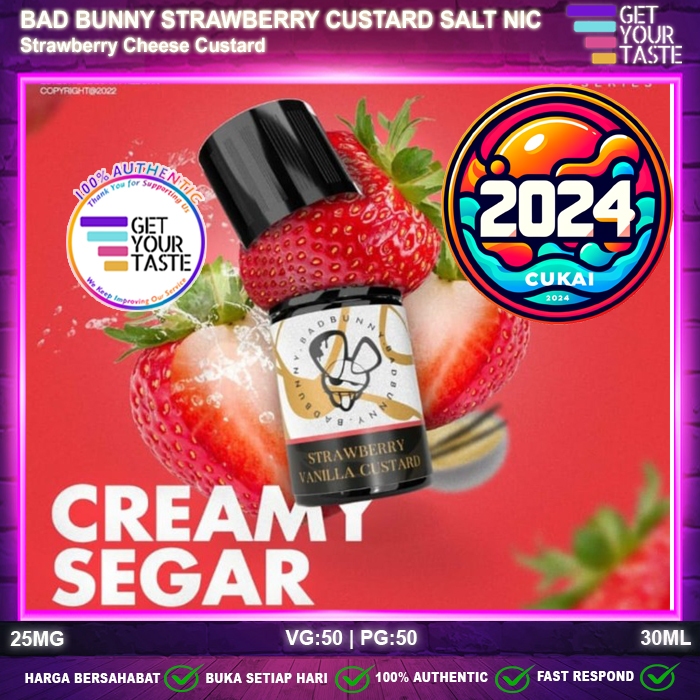Jual Liquid Bad Bunny Strawberry Custard Salt Nic 30ML Saltnic by ...
