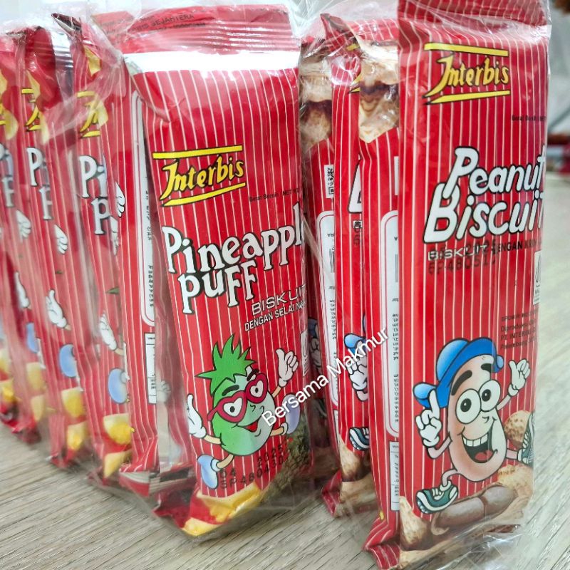 Jual Biskuit Peanut / Pineapple Biscuits Interbis (1 pack isi 10 bks ...