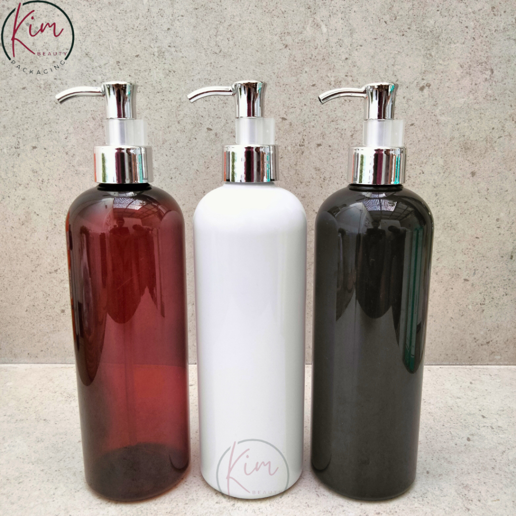Jual KIM Beauty Pack - Botol Pump Luxury Silver 500ml Hitam Putih Amber ...