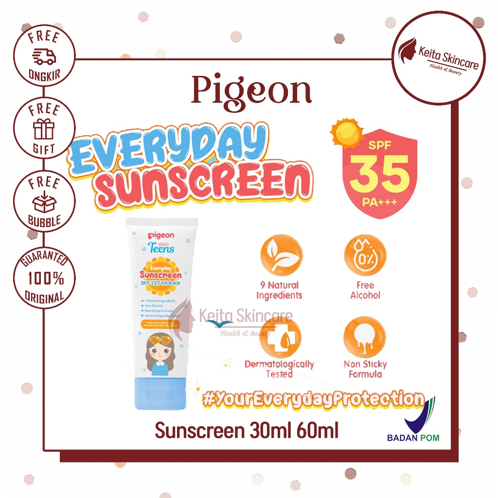 Jual PIGEON TEENS EVERYDAY SUNSCREEN SPF 35/PA+++ No Whitecast Non ...
