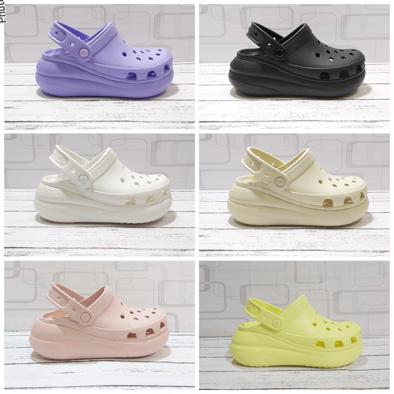Jual TERMURAH Sendal Crocs Classic Crush Clogs Wedges Women / Wedge / Clog / Classics Bae Slide ...