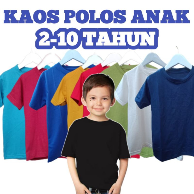 Jual KAOS POLOS ANAK 2-10 TAHUN / BAJU POLOS ANAK TERMURAH | Shopee Indonesia