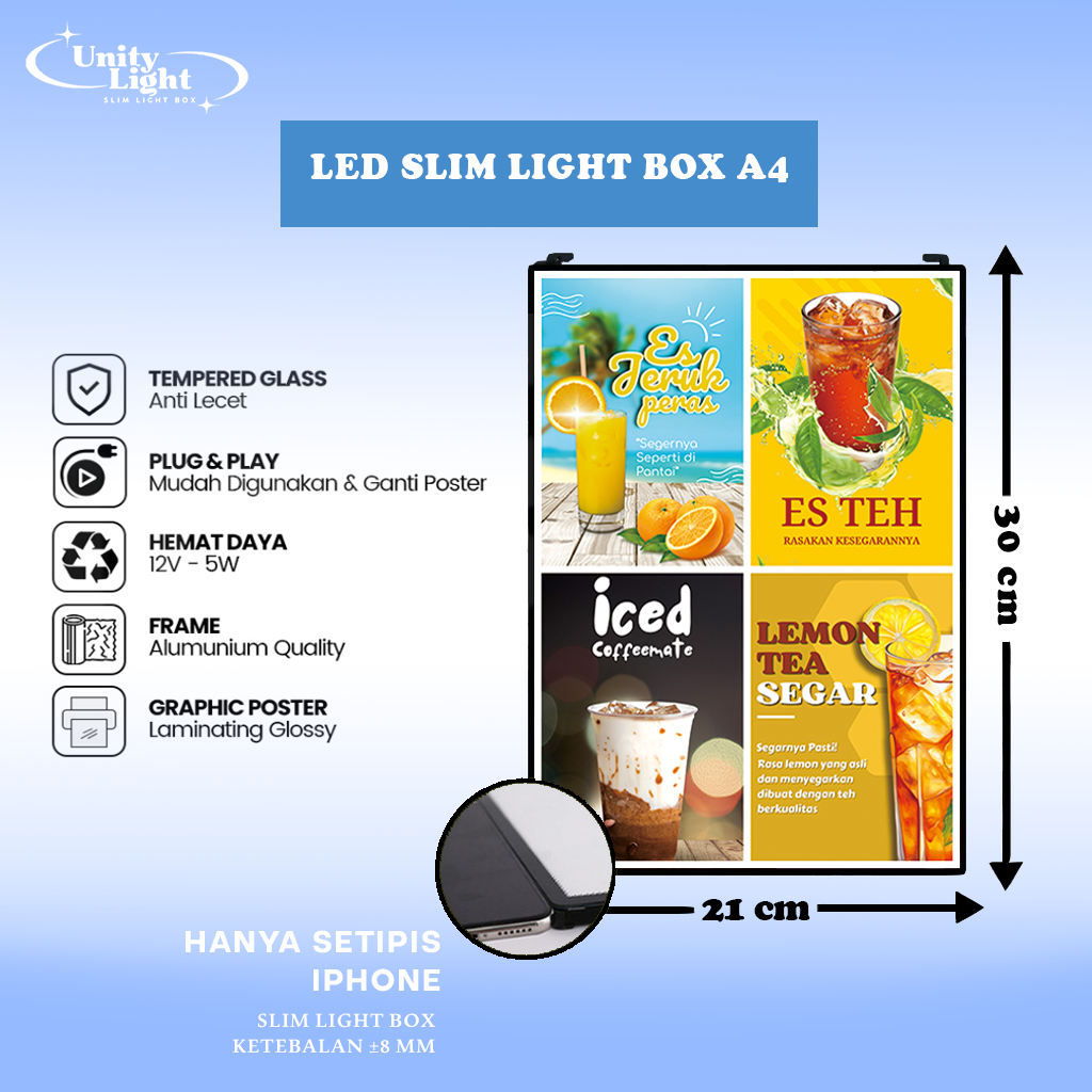 Jual A4 - SLIM LIGHT BOX LED FRAME ADVERTISING PORTABLE - LED MENU ...
