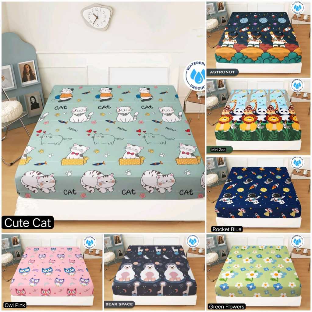 Jual Sprei Waterproof Anti Air Ompol Tungau Debu Motif Anak Dewasa Lucu ...