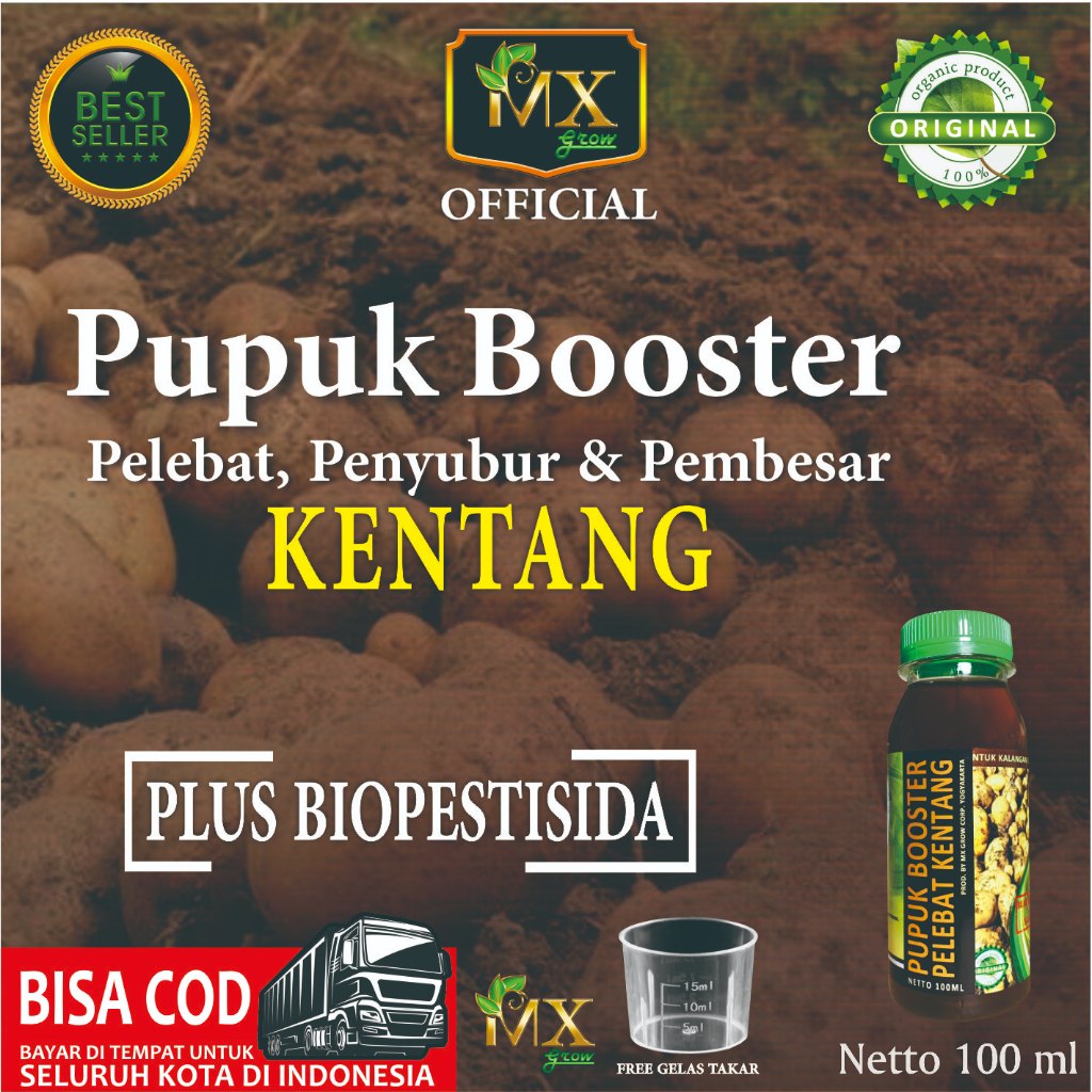Jual Pupuk Organik Cair Pelebat Penyubur Pembesar Kentang 100 ml ...