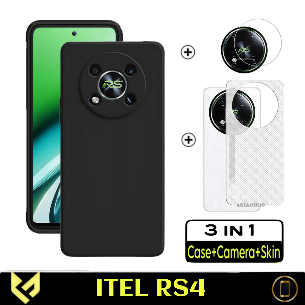 Jual PAKET 3IN1 Case Black Matte For ITEL RS4 SoftCase Premium Black ...