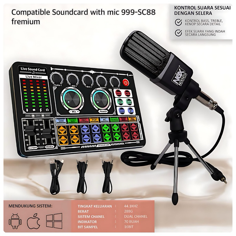 Jual Competable soundcard with mic 999-SC88 fremium SoundCard Bluetooth compatible External ...