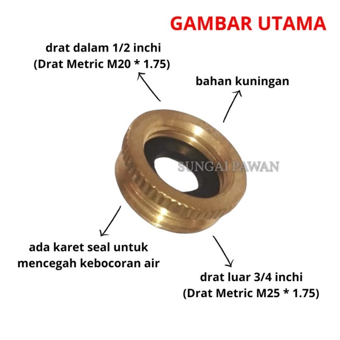 Jual Konverter converter reducer pengubah ubah ulir drat luar 3/4 inchi ...