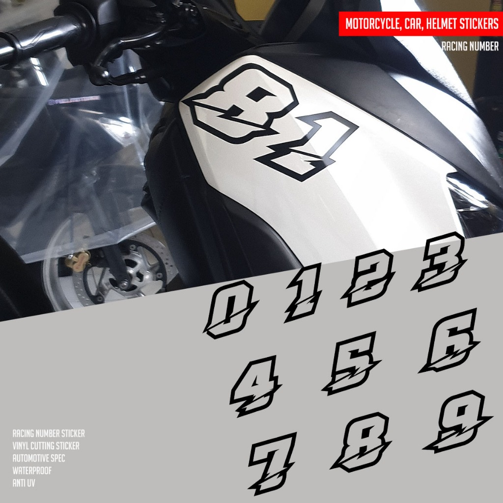 Jual Sticker Motor Helm Nomor Balap Racing Number | Shopee Indonesia