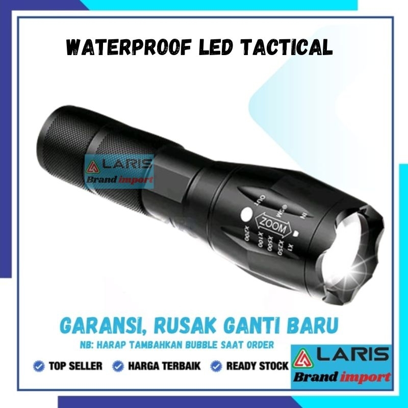 Jual Senter Super Terang Waterproof LED Tactical Anti Air Lampu SWAT ...