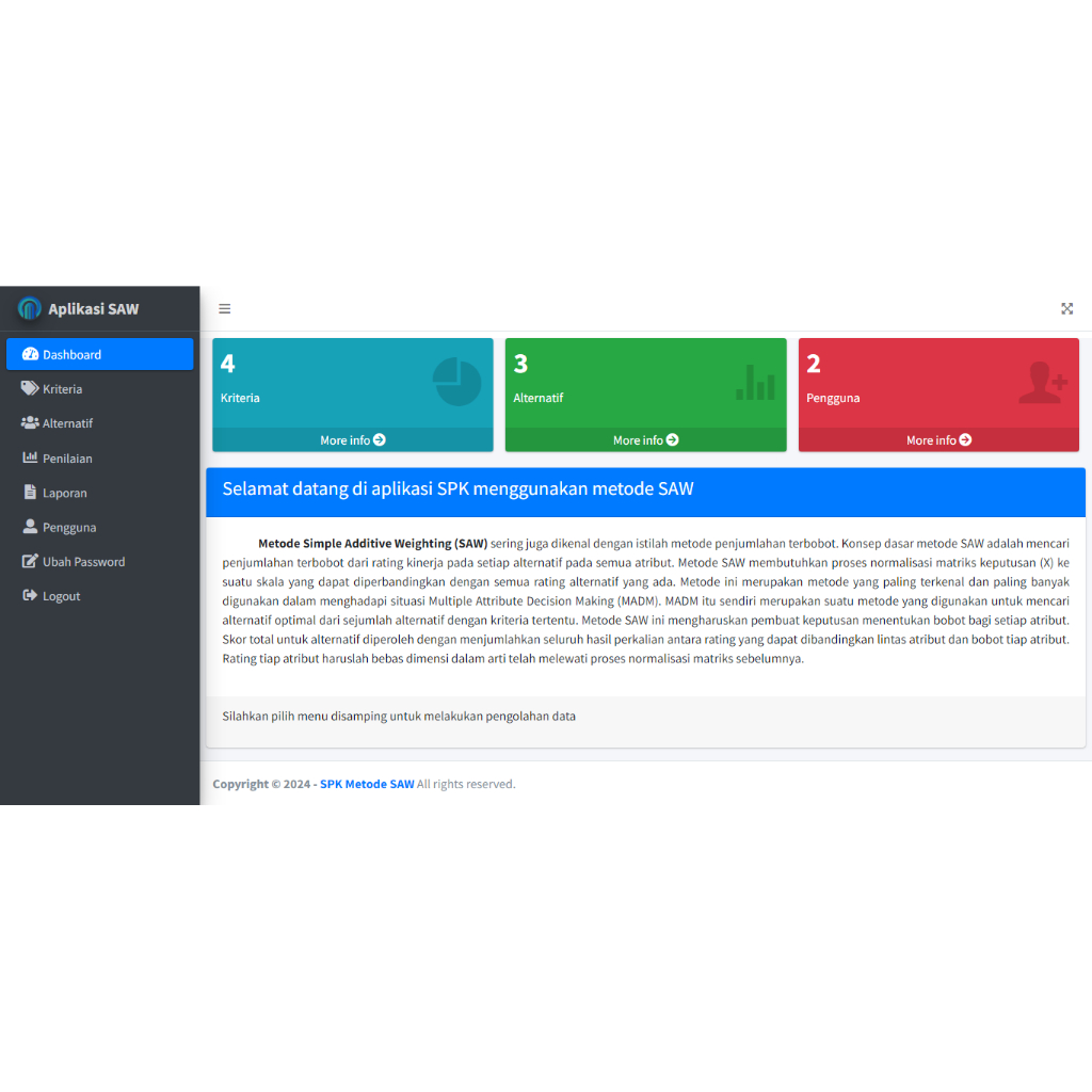 Jual Aplikasi SPK SAW Berbasis Web AdminLTE_V3 + FREE Flashdisk | Shopee Indonesia