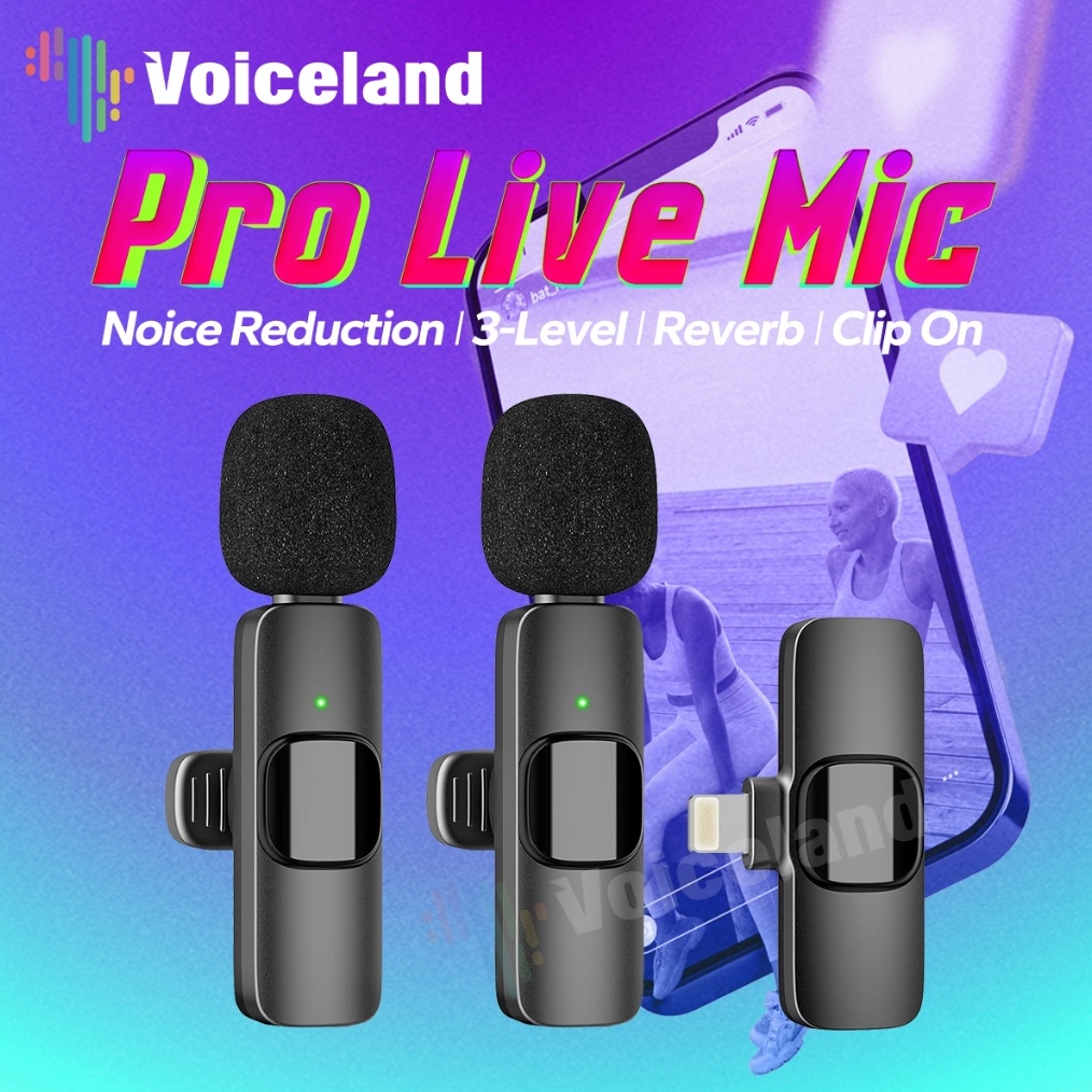 Jual Pro Mic Lavalier Wireless Microphone Clip On Untuk Live 2 Mic Vlog ...