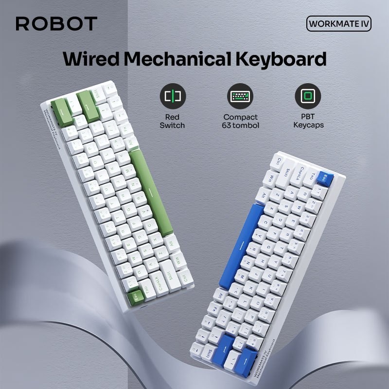 Jual Robot WORKMATE IV Mechanical Wired Gaming Keyboard 63 Keys PBT ...