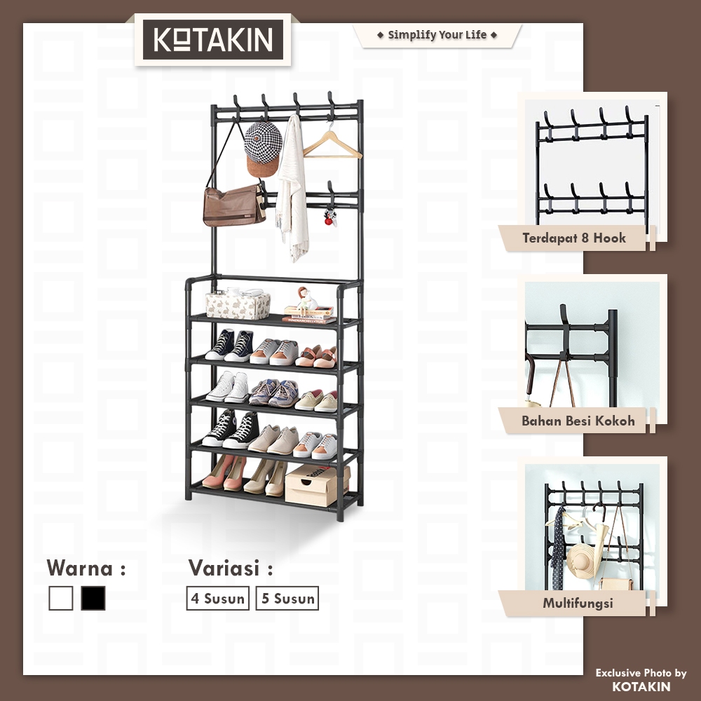 Jual Rak Gantung Stand Hanger 4 5 Susun Topi Baju Tas Penyimpanan Susun ...