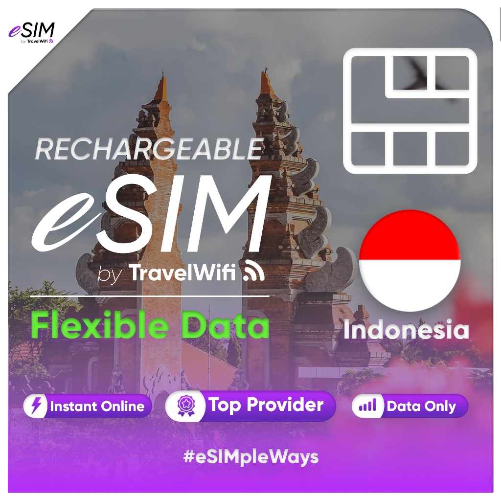 Jual RECHARGEABLE eSIM INDONESIA Flexible Data | INDONESIA Travel eSIM ...