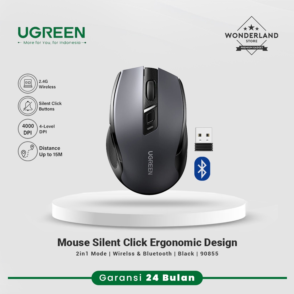 Jual Ugreen Mouse Wireless Bluetooth & USB Mini Receiver 2.4Ghz 4000dpi ...