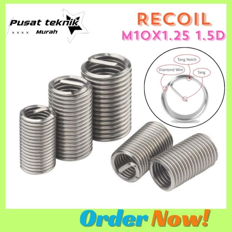Jual Recoil M10 x 1.5 1.5D baut kunci 14 Recoil helicoil verbos ...
