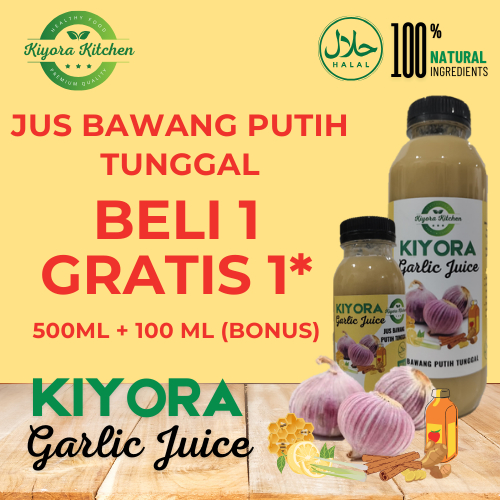 Jual PROMO 500ml Kiyora Jus Bawang Putih Tunggal, Garlic Juice, Jahe Merah, Cuka Apel, Lemon ...